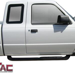 TAC Side Steps fit 1998-2011 Ford Ranger/Ranger Edge Super Cab 2DR / Mazda B Series Super Cab 2DR Pickup Truck 3" Black Side Bars Nerf Bars Running Boards Off Road Exterior Accessories (2 PCS)