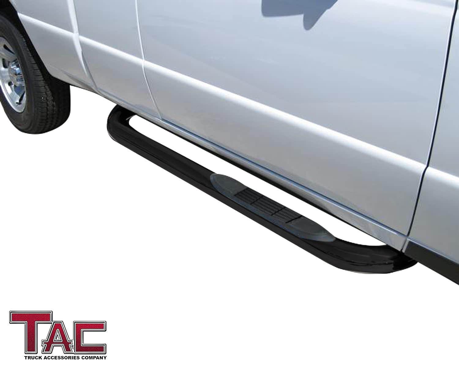 TAC Side Steps fit 1998-2011 Ford Ranger/Ranger Edge Super Cab 2DR / Mazda B Series Super Cab 2DR Pickup Truck 3" Black Side Bars Nerf Bars Running Boards Off Road Exterior Accessories (2 PCS)