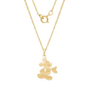 Disney Mickey Mouse 14kt Yellow Gold Classic Mickey Pendant Necklace, 15" Mickey's 90th Birthday Anniversary