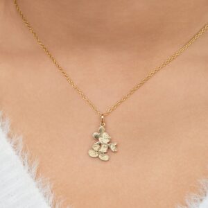 Disney Mickey Mouse 14kt Yellow Gold Classic Mickey Pendant Necklace, 15" Mickey's 90th Birthday Anniversary