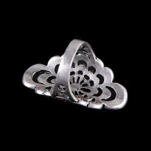 Ajojewel Vintage Hollow Flower Ladies Rings Black Rhinestone Antique Jewelry Finger Accessories (Black, 9)