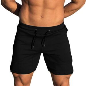 everworth men's solid gym workout shorts bodybuilding running fitted training jogging short pants with zipper pocket black xl