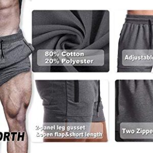 EVERWORTH Men's Solid Gym Workout Shorts Bodybuilding Running Fitted Training Jogging Short Pants with Zipper Pocket Black XL