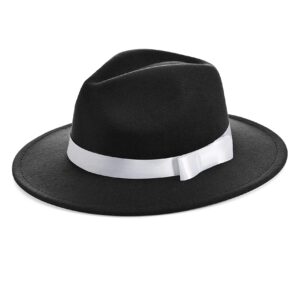 BABEYOND Fedora Hat for Men, 1920s Gatsby Panama Style, Black (Unisex-Adults)