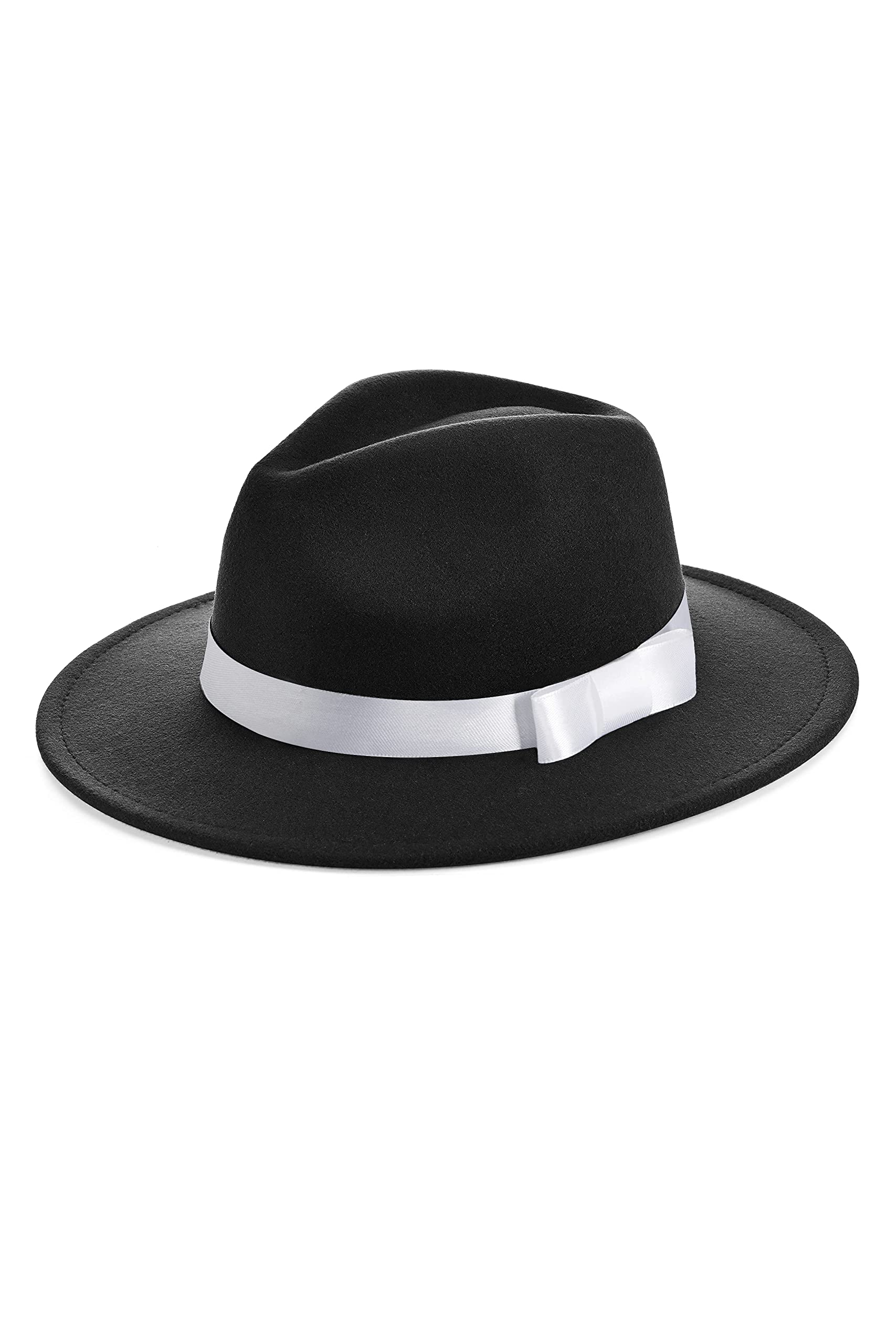 BABEYOND Fedora Hat for Men, 1920s Gatsby Panama Style, Black (Unisex-Adults)