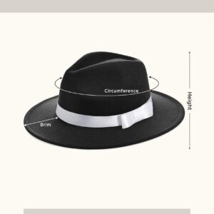 BABEYOND Fedora Hat for Men, 1920s Gatsby Panama Style, Black (Unisex-Adults)