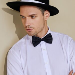 BABEYOND Fedora Hat for Men, 1920s Gatsby Panama Style, Black (Unisex-Adults)