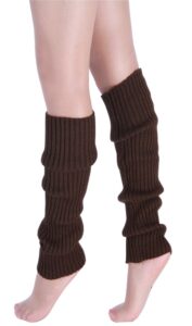 chung adult women juniors knitted leg warmers neon party accessory (one size, brown)