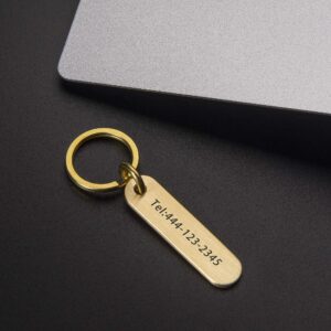 Personalized Free Custom Engraved Business Gift Man's Plate Solid Brass Copper Keychain - Rings