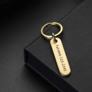 Personalized Free Custom Engraved Business Gift Man's Plate Solid Brass Copper Keychain - Rings