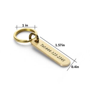 Personalized Free Custom Engraved Business Gift Man's Plate Solid Brass Copper Keychain - Rings