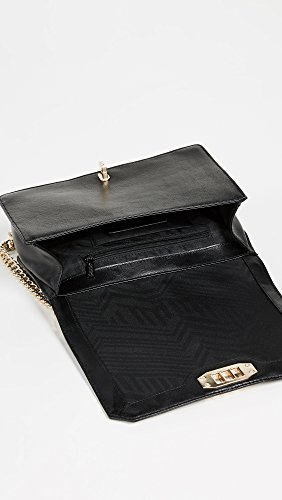 Rebecca Minkoff Women's Chevron Quilted Love Crossbody Bag, Black/Gold, One Size