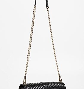 Rebecca Minkoff Women's Chevron Quilted Love Crossbody Bag, Black/Gold, One Size