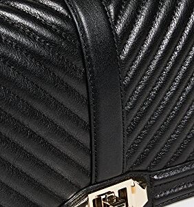 Rebecca Minkoff Women's Chevron Quilted Love Crossbody Bag, Black/Gold, One Size