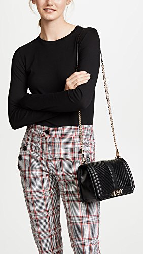 Rebecca Minkoff Women's Chevron Quilted Love Crossbody Bag, Black/Gold, One Size