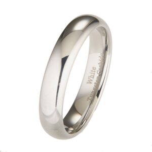 MJ Metals Jewelry Custom Engraved Classic Mirror Polished White Tungsten Carbide 5mm COMFORT FIT Wedding Band Ring Size 9