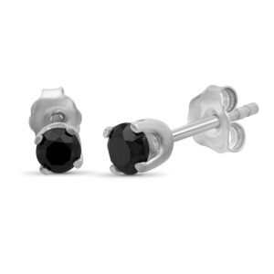 jewelexcess 1/2 ctw black diamond stud earrings - sterling silver (.925) for women - round cut set with push backs