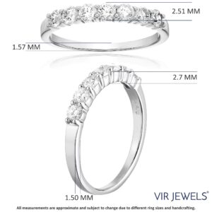 Vir Jewels 1/2 carat (ctw) Diamond Wedding Anniversary Band for Women, Round Diamond Engagement Ring 14K White Gold Prong Set 0.50 cttw, Size 6.5