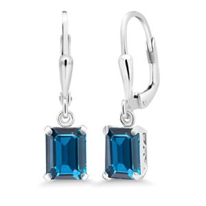 gem stone king 925 sterling silver 8x6mm emerald cut gemstone birthstone leverback drop dangle earrings for women