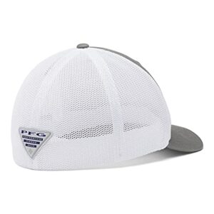 Columbia Unisex PFG Mesh Fish Flag Ball Cap, Titanium/White, S/M