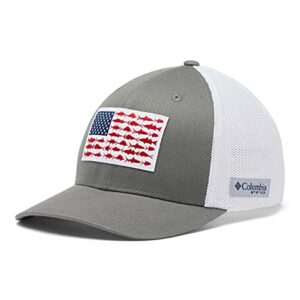 Columbia Unisex PFG Mesh Fish Flag Ball Cap, Titanium/White, S/M