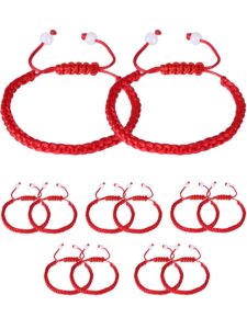 gejoy 12 pieces handmade kabbalah red string bracelet adjustable luck bracelet with 2 pieces white bead for success