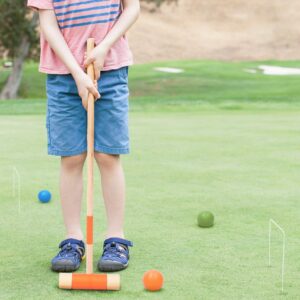 GoSports Six Player Croquet Set for Adults & Kids - Modern Wood Design - Choose Deluxe (35") or Standard (28")