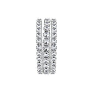 DIAMONBLISS Cubic Zirconia Clear 4.24 Carats 3 Band Ring Set, Rhodium Plated Sterling Silver (9)