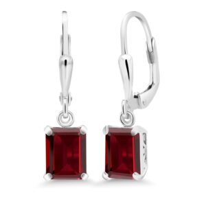 gem stone king 925 sterling silver 8x6mm emerald cut gemstone birthstone leverback drop dangle earrings for women