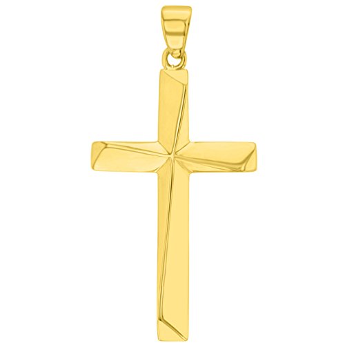 Jewelry America Solid 14K Yellow Gold Elegant Religious Plain Cross Pendant