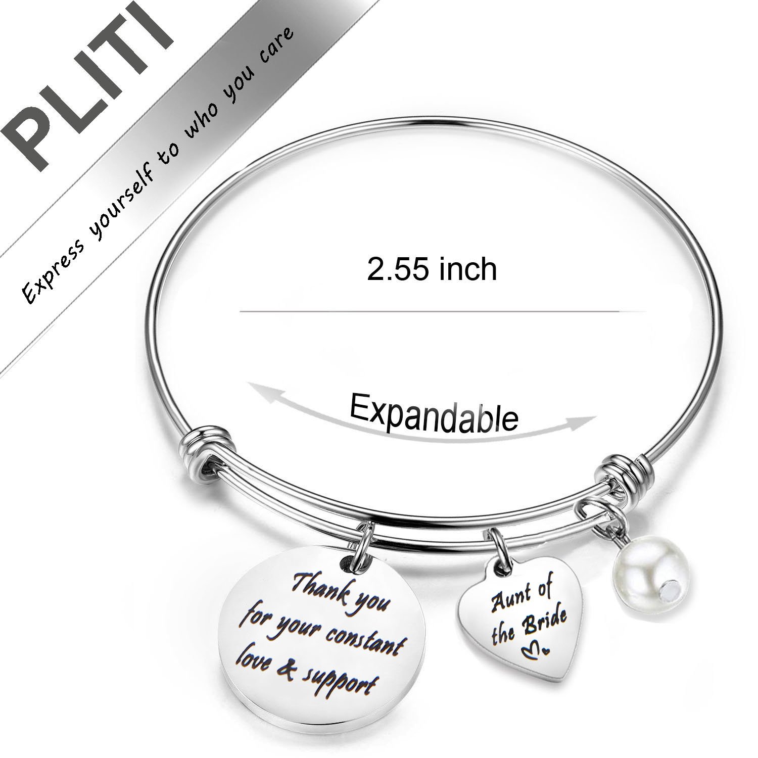 PLITI Wedding Jewelry Aunt of the Bride Bangle Bracelet Thank You for Your Constant Love and Support Wedding Gift for Aunt (Aunt of the bride)