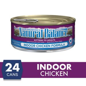 natural balance ultra premium chicken indoor cat food | wet canned food for cats | 5.5-oz. can, (pack of 24)