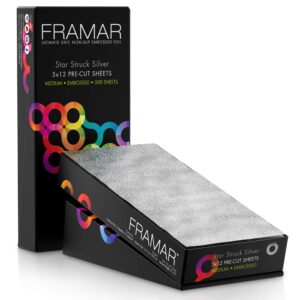 framar 5x12 star struck silver embossed pre cut aluminum foil sheets, hair foils for highlighting - 500 foil sheets