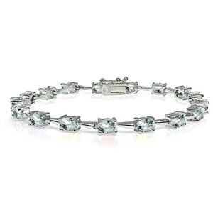 b. brilliant sterling silver light aquamarine 6x4mm oval classic link tennis bracelet for women