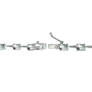 B. BRILLIANT Sterling Silver Light Aquamarine 6x4mm Oval Classic Link Tennis Bracelet for Women