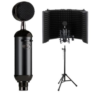 yeegfeyzz blue blackout spark sl xlr condenser microphone with auray rf-5p-b reflection filter and rfms-580 reflection filter tripod mic stand