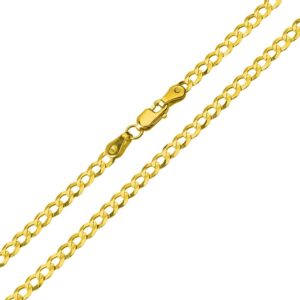 Jewelry America Solid 14K Yellow Gold Elegant Religious Plain Cross Pendant with Curb Chain Necklace, 20"