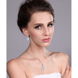 Gem Stone King 925 Sterling Silver Sky Blue Simulated Aquamarine Pendant and Earrings Jewelry Set For Women (11.79 Cttw, with 18 Inch Silver Chain)