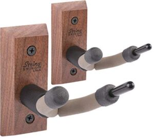 string swing violin hanger wooden wall mount for home & studio cc01v-bw2 hardwood black walnut (2 pack)