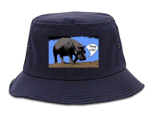 kings of ny cool hippo thug life funny mens bucket hat navy blue