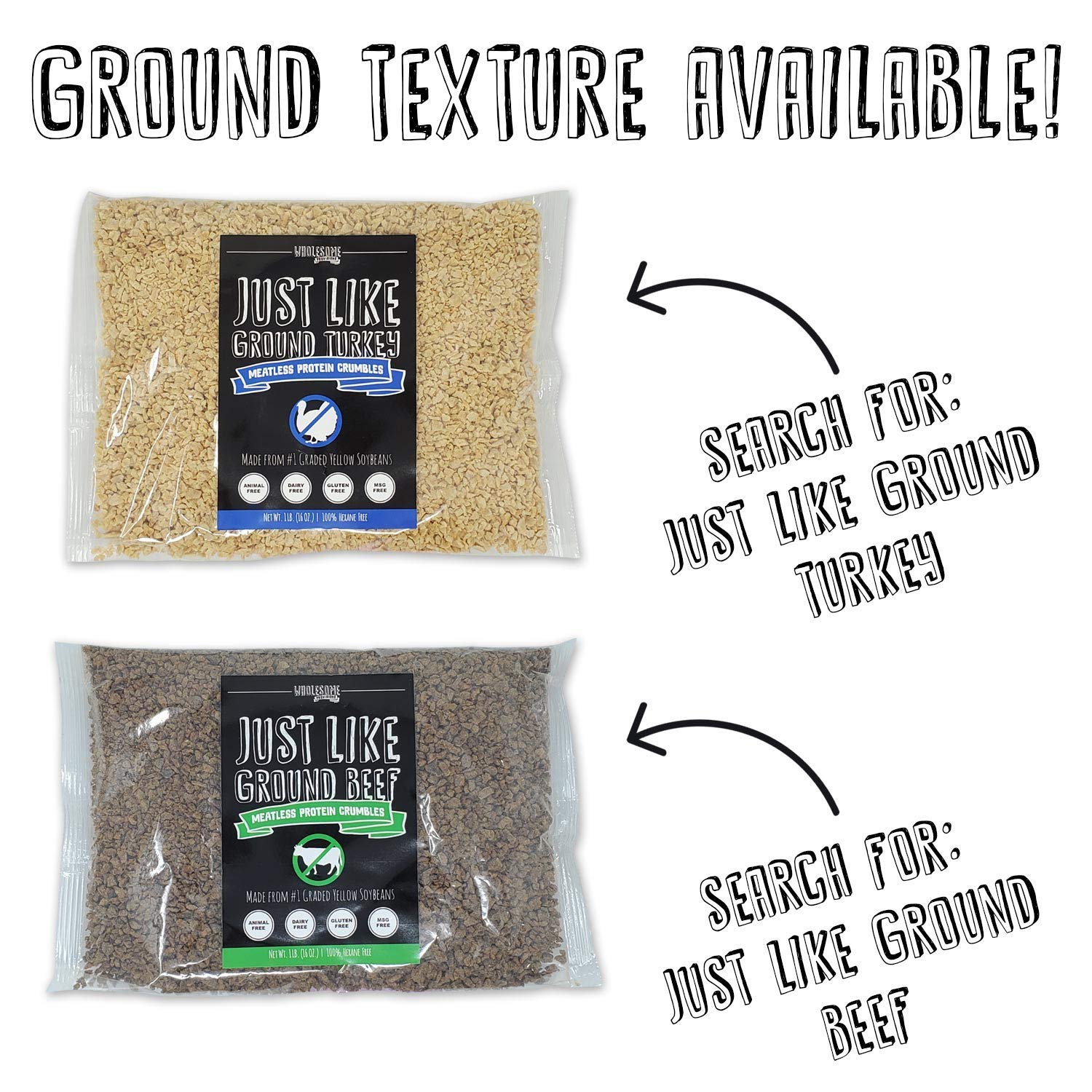 Textured Vegetable Protein, Vegan Meat Substitute, 100% Hexane Free, Made with #1 Graded Yellow Soybeans, 100% Vegan, Made in US, Imitation Beef, Gluten Free, Just Like Beef, Unflavored (3 Pack)