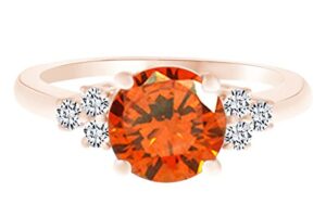 affy 14k solid rose gold simulated citrine & white natural diamond solitaire engagement wedding ring 1.70 cttw ring size-13