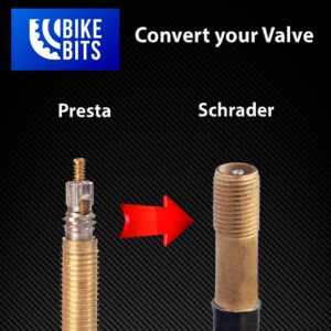 Bike Bits Presta Valve Adapter - Convert Presta to Schrader - French/UK to US - Inflate Tire Using Standard Pump or Air Compressor (5 Pack) (Red)