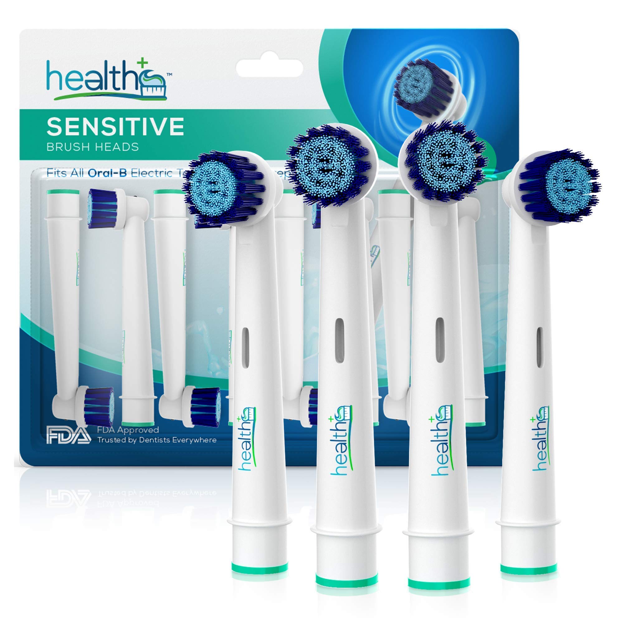 Compatible with Oral-B Electric Toothbrush Sensitive Replacement Head Generic - 8-Pack | Gentle-Action Tooth Brush Heads with Dupont Bristles | Sensitive Gums & Teeth & Gentle Whitening Action | Braun