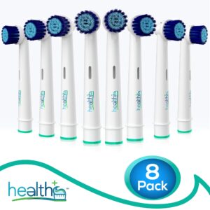 Compatible with Oral-B Electric Toothbrush Sensitive Replacement Head Generic - 8-Pack | Gentle-Action Tooth Brush Heads with Dupont Bristles | Sensitive Gums & Teeth & Gentle Whitening Action | Braun