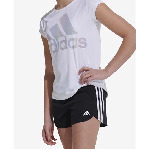 adidas Girls' Big 3-Stripes Mesh Shorts, Adi Black, Large