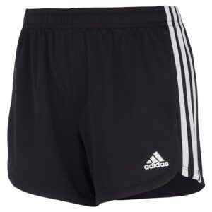 adidas girls' big 3-stripes mesh shorts, adi black, small