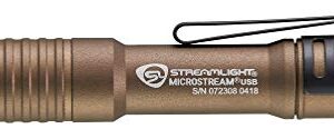 Streamlight 66608 MicroStream 250-Lumen EDC Ultra-Compact Flashlight with USB Rechargeable Battery, Clear Retail Packaging, Coyote