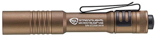 Streamlight 66608 MicroStream 250-Lumen EDC Ultra-Compact Flashlight with USB Rechargeable Battery, Clear Retail Packaging, Coyote