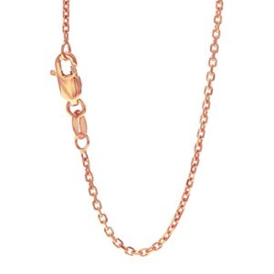 jewelstop 14k solid rose gold 1.1 mm round cable chain necklace, lobster claw clasp-18 inches, 1.5gr.